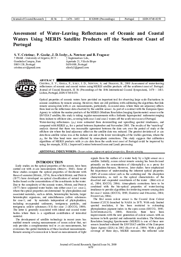 (PDF) Assessment of the water-leaving reflectances of the oceanic and ...