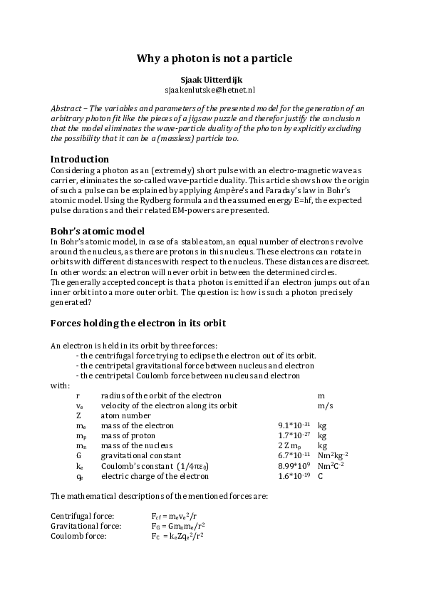 (PDF) Eliminating Wave-Particle Duality: Photons as Electric Currents