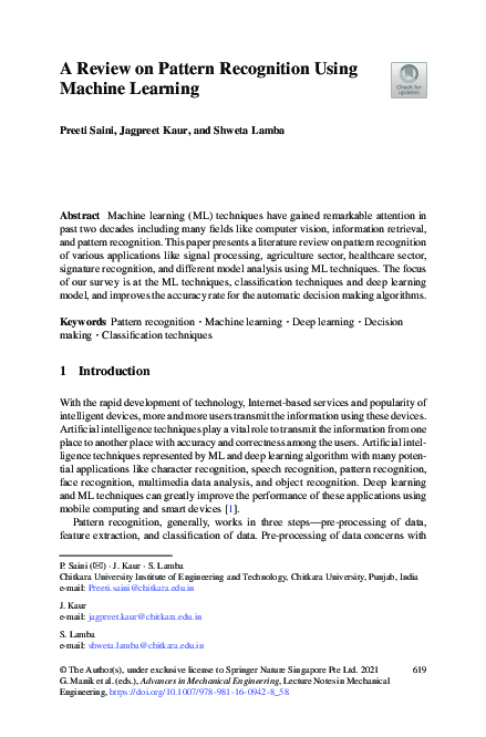 (PDF) A Review on Pattern Recognition Using Machine Learning