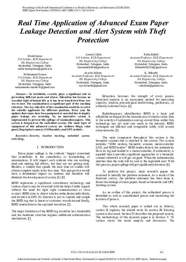 (PDF) Real Time Application of Advanced Exam Paper Leakage Detection ...