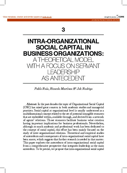 (PDF) Intra-organizational social capital in business organizations: A ...