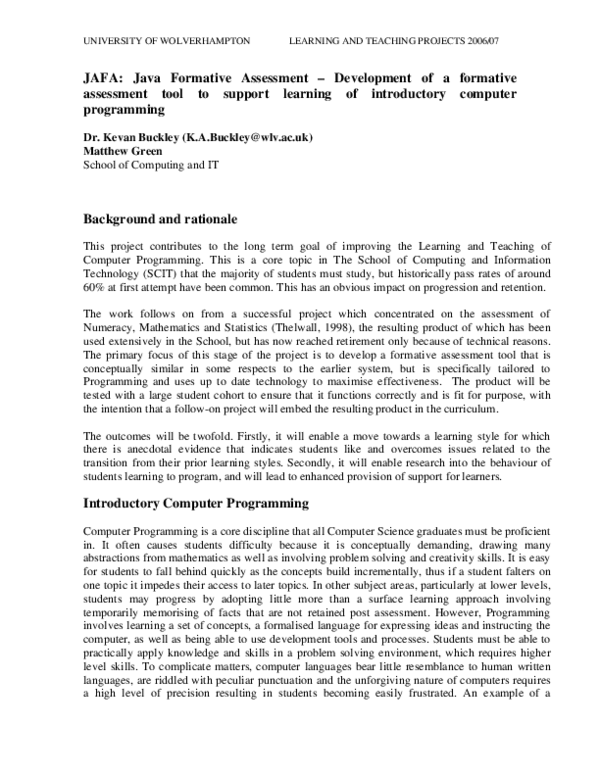 (PDF) JAFA: Java Formative Assessment Development of a formative ...