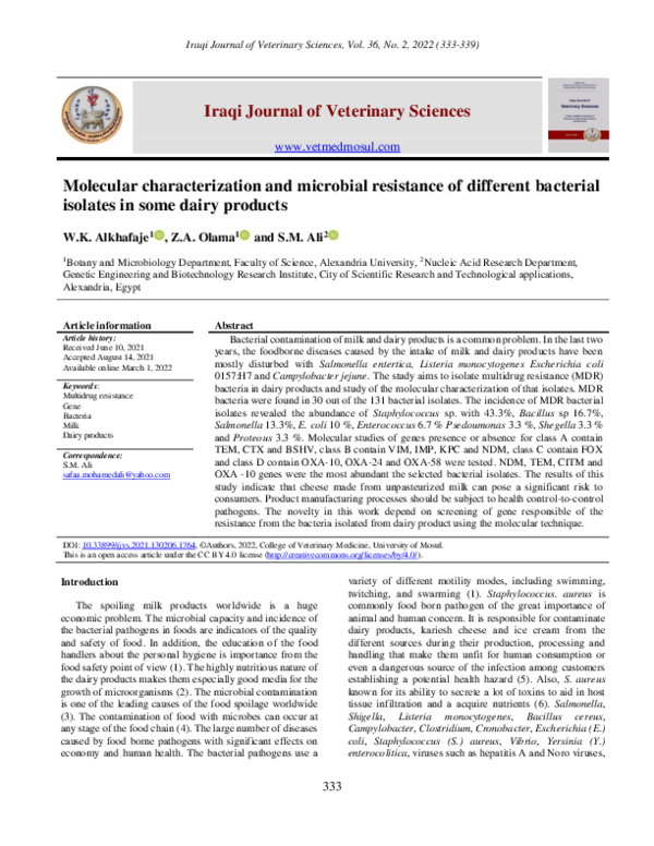 (PDF) Molecular characterization and microbial resistance of different ...
