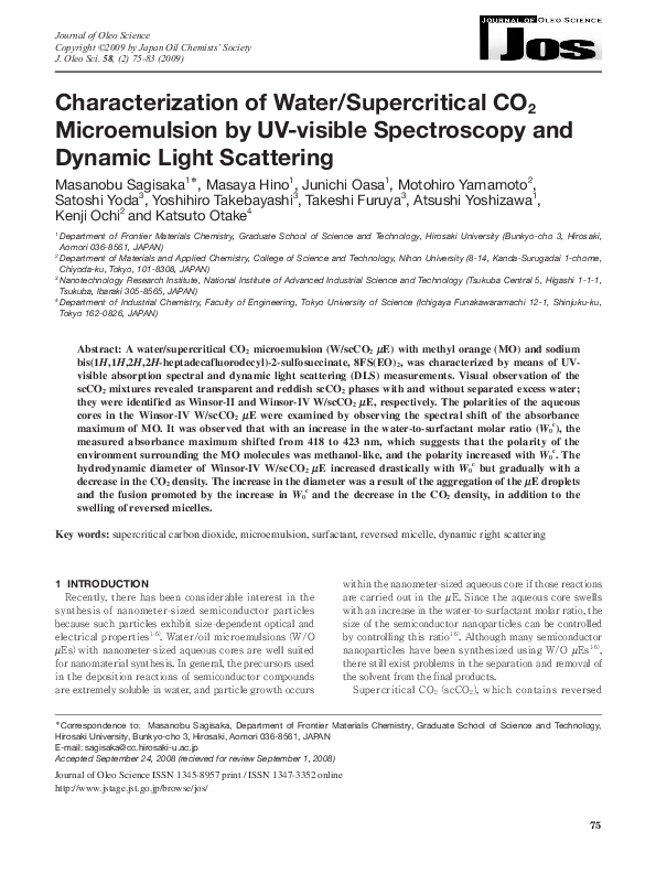 (PDF) Characterization of Water/Supercritical CO2 Microemulsion by UV ...