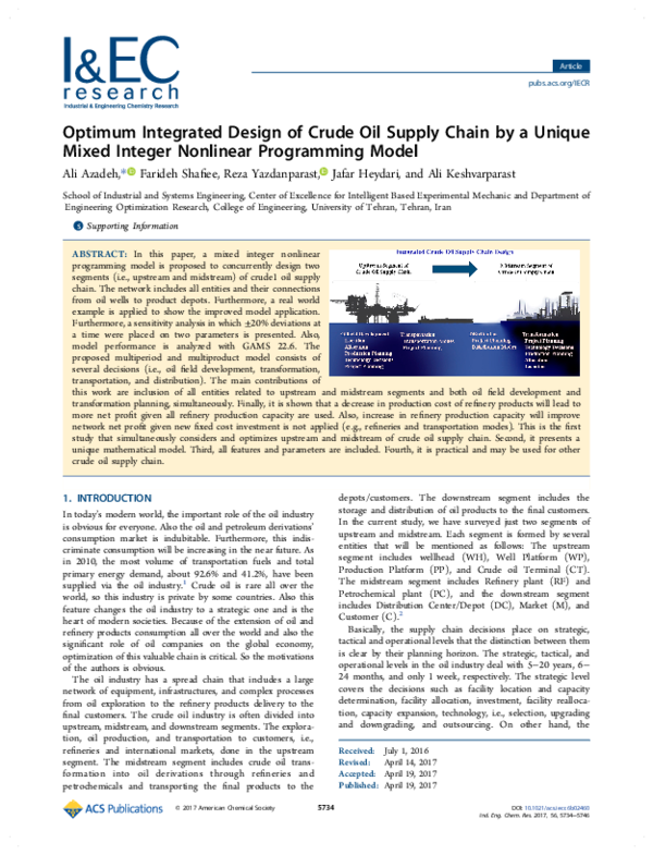 (PDF) Integrated Crude Oil Supply Chain Optimization