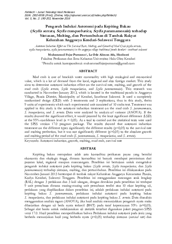 (PDF) FishtecH-Jurnal Teknologi Hasil Perikanan Pengaruh Induksi ...