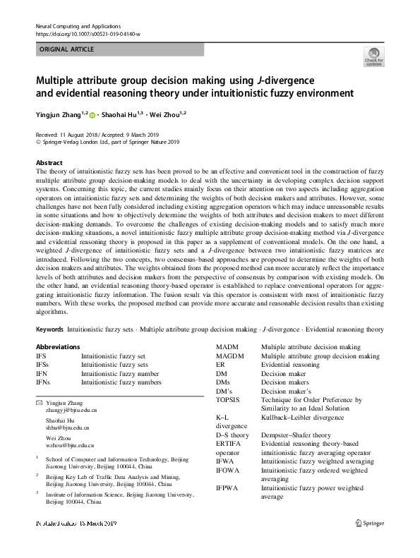 Pdf Multiple Attribute Group Decision Making Using Interval Valued Intuitionistic Fuzzy Soft