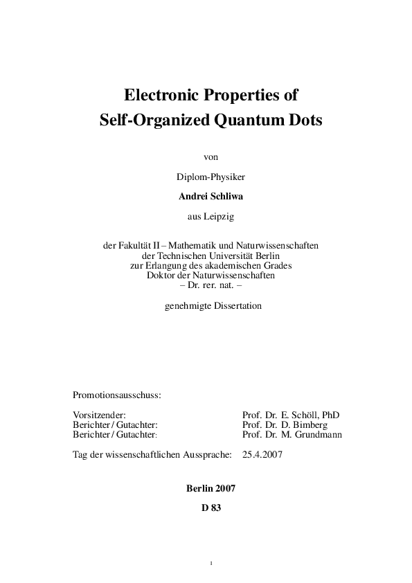 (PDF) Electronic Properties of Self-Organized Quantum Dots