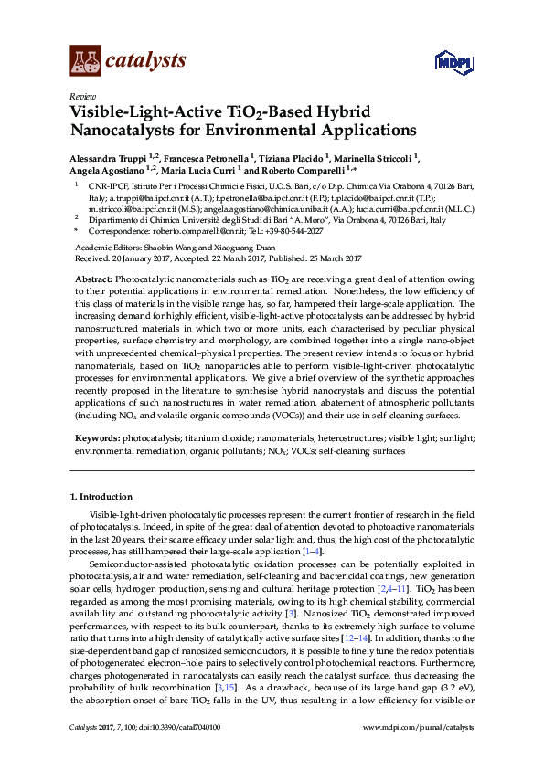(PDF) Visible-Light-Active TiO2-Based Hybrid Nanocatalysts for ...