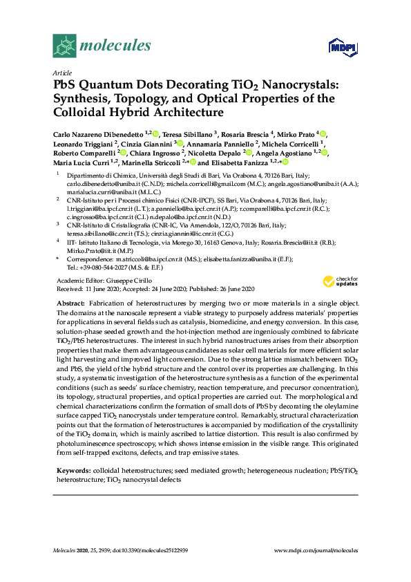 (PDF) PbS Quantum Dots Decorating TiO2 Nanocrystals: Synthesis ...