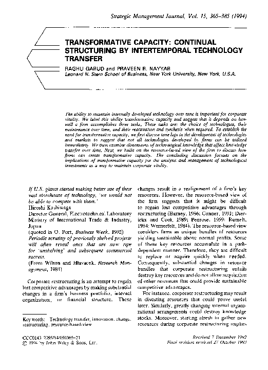 (PDF) Transformative capacity: Continual structuring by intertemporal ...