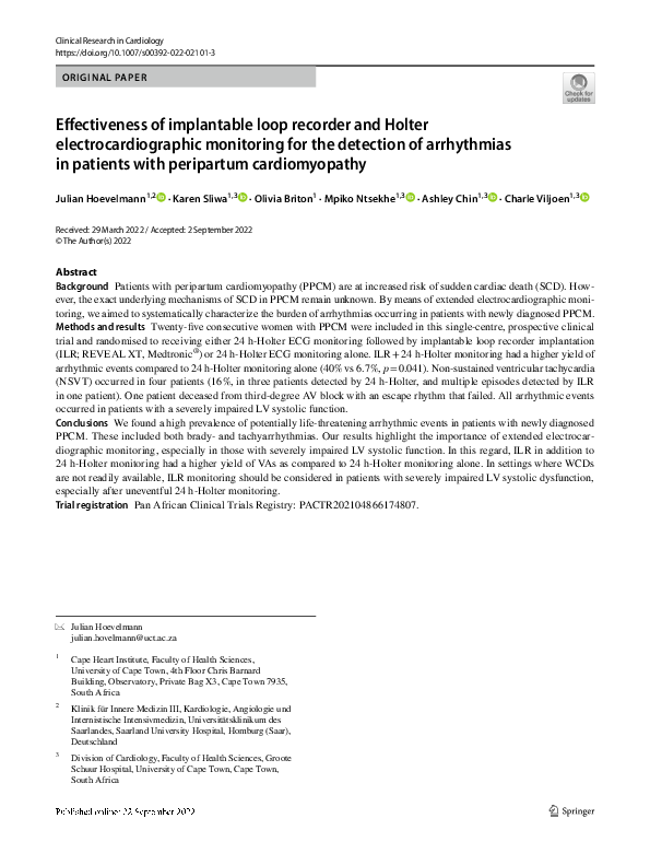 (PDF) Effectiveness of implantable loop recorder and Holter ...