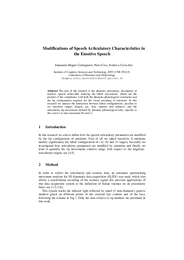 (PDF) Modifications of Speech Articulatory Characteristics in the ...