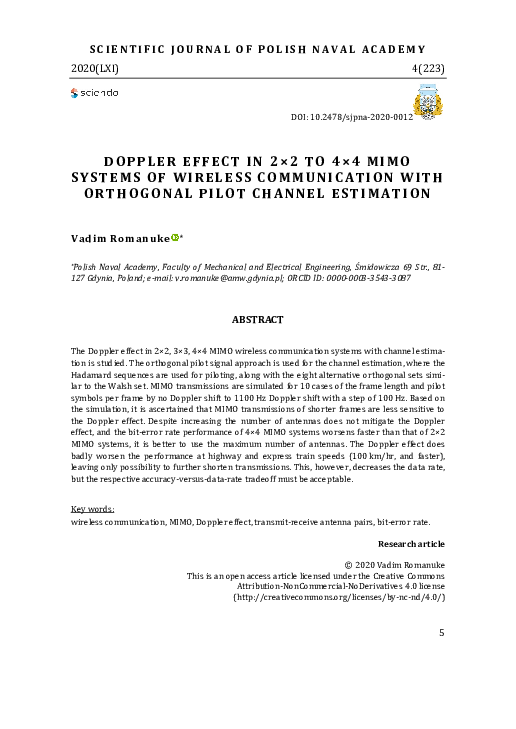 (PDF) Doppler Effect in 2 × 2 to 4 × 4 Mimo Systems of Wireless ...