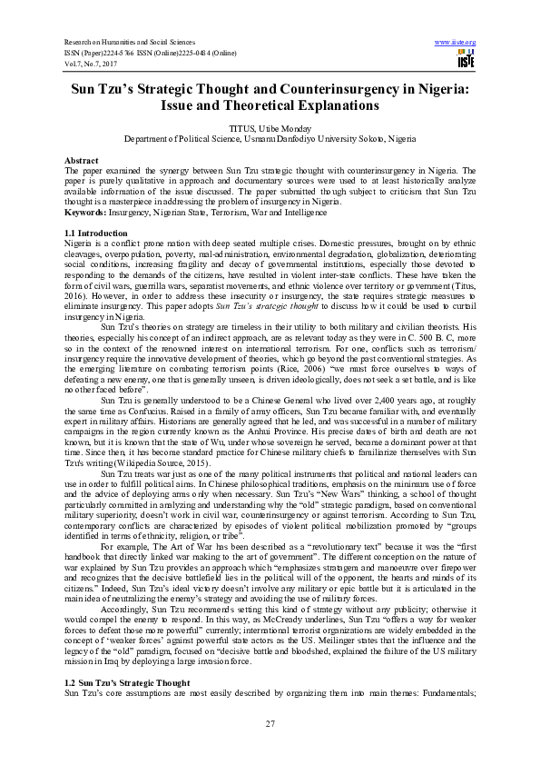 (PDF) Sun Tzu’s Strategic Thought and Counterinsurgency in Nigeria ...