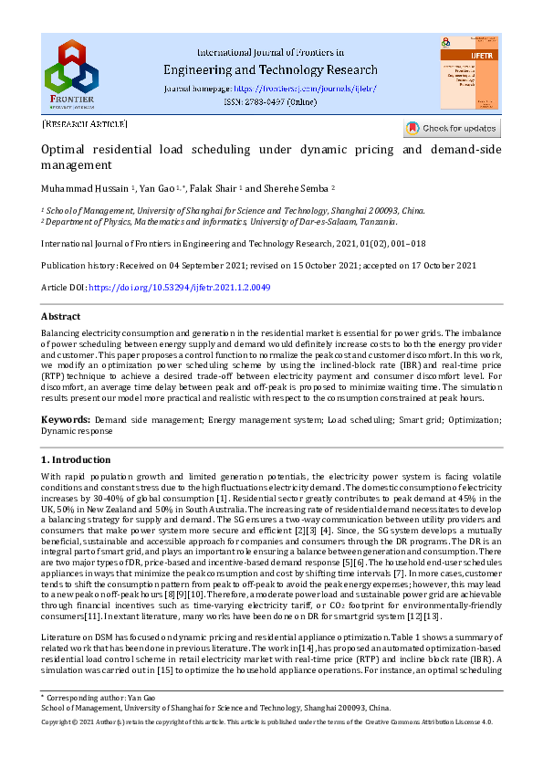 (PDF) Optimal residential load scheduling under dynamic pricing and demand-side management