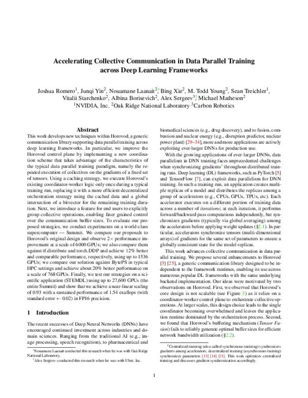 (PDF) Accelerating Collective Communication in Data Parallel Training ...