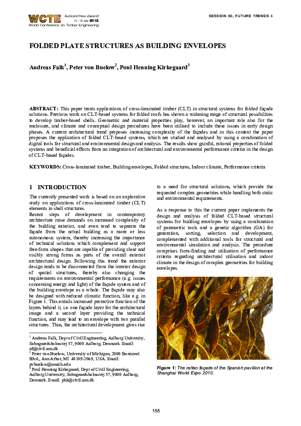 (PDF) Folded Plate Structures as Building Envelopes
