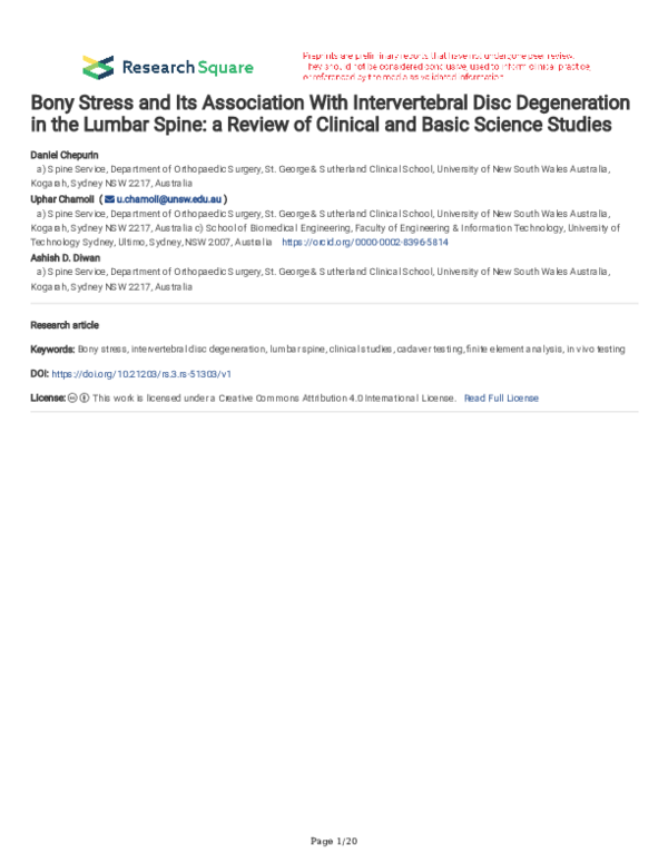 (PDF) Bony Stress and Its Association With Intervertebral Disc ...
