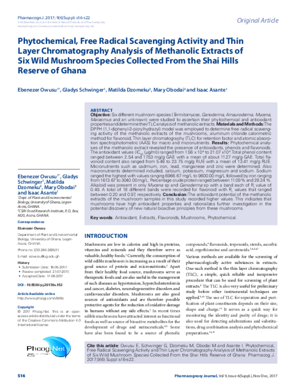 (PDF) Phytochemical, Free Radical Scavenging Activity and Thin Layer Chromatography Analysis of ...