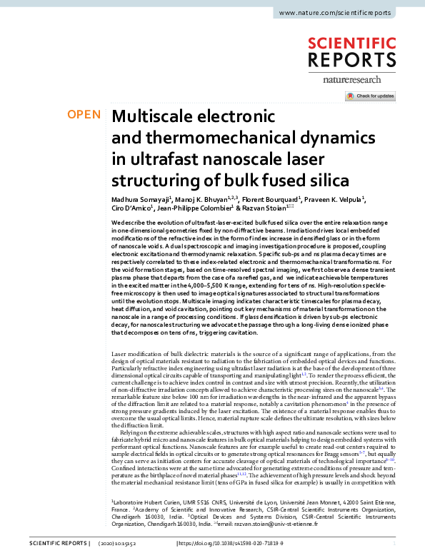 (PDF) Multiscale electronic and thermomechanical dynamics in ultrafast ...