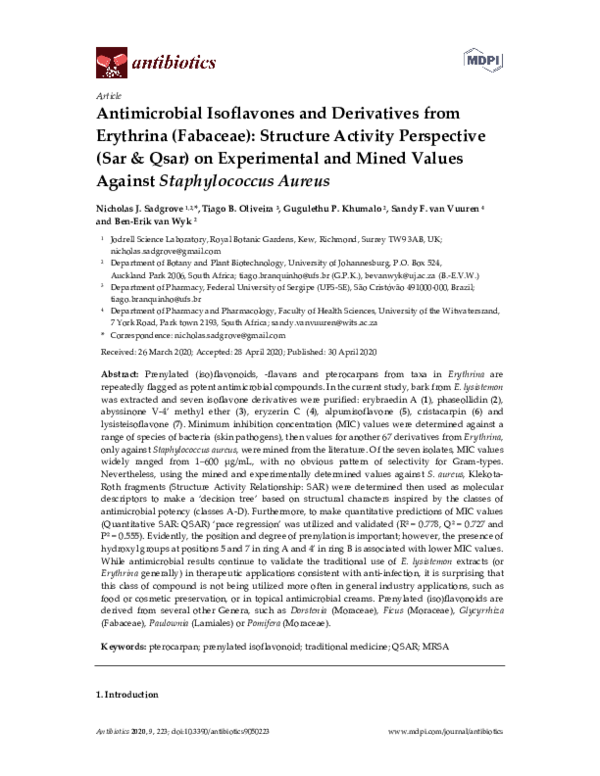 (PDF) Antimicrobial Isoflavones and Derivatives from Erythrina ...