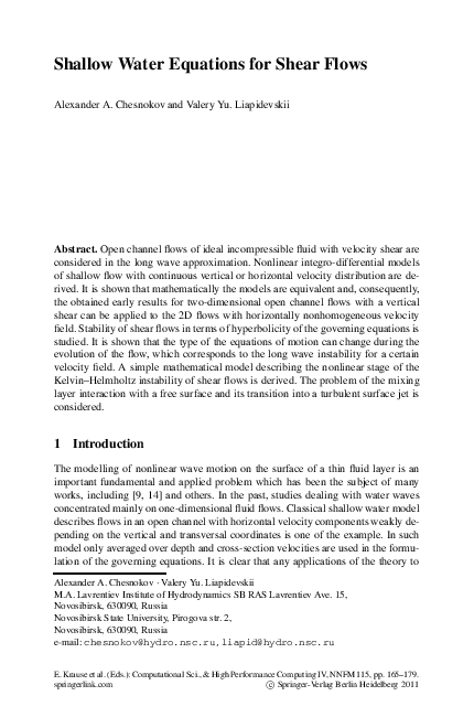 (PDF) Shallow Water Equations for Shear Flows