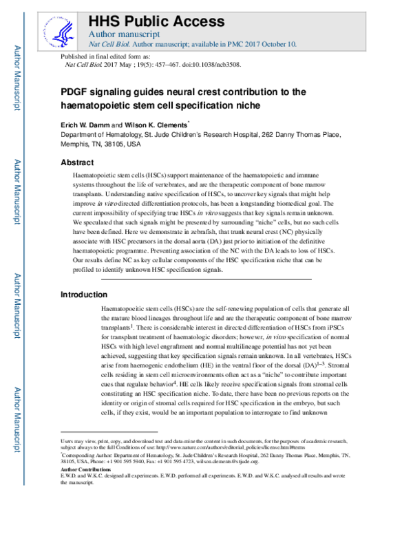 (PDF) Pdgf signalling guides neural crest contribution to the ...