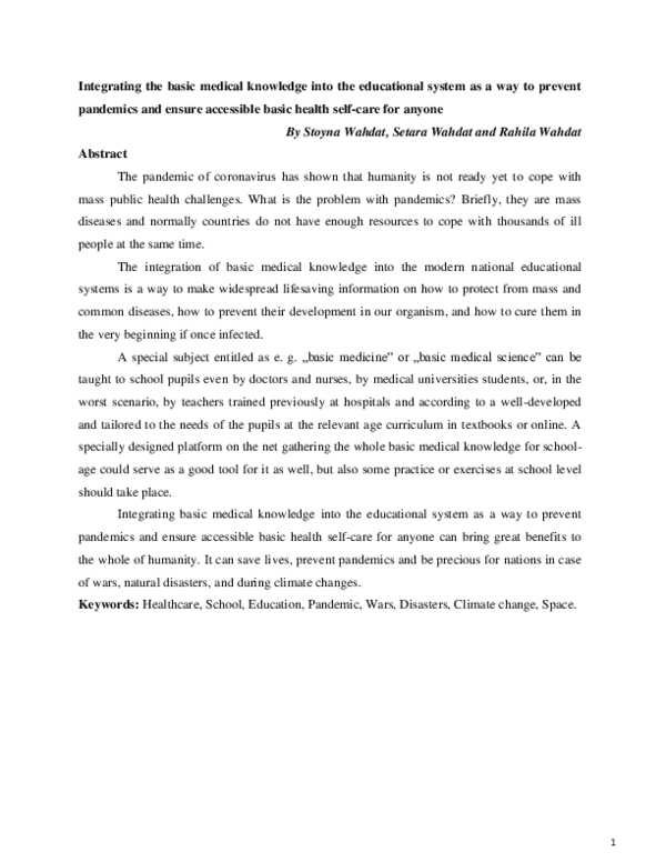 (PDF) Integrating the basic medical knowledge into the educational ...