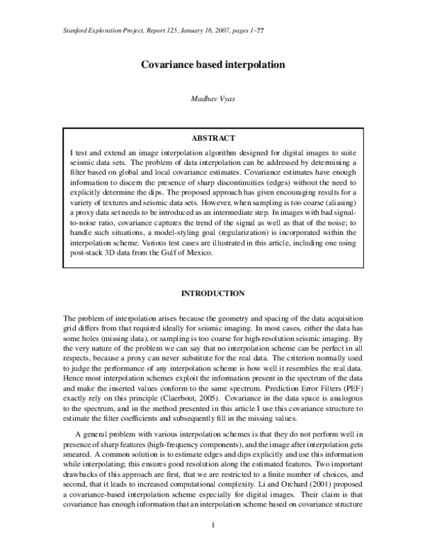 (PDF) Covariance-Based Interpolation