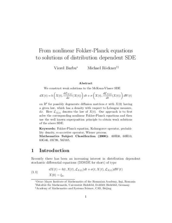 (PDF) From nonlinear Fokker–Planck equations to solutions of ...