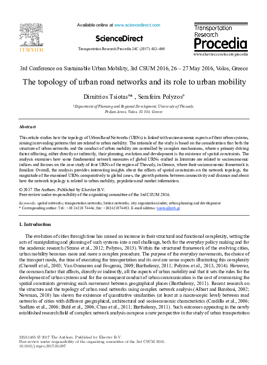 Pdf The Topology Of Urban Road Networks And Its Role To Urban Mobility