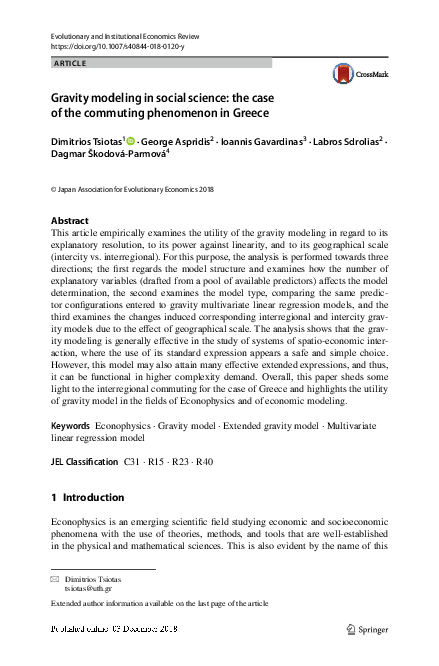 (PDF) Gravity modeling in social science: the case of the commuting phenomenon in Greece