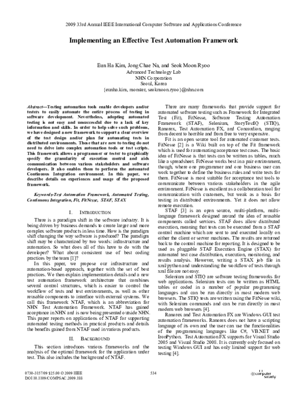 Pdf Implementing An Effective Test Automation Framework