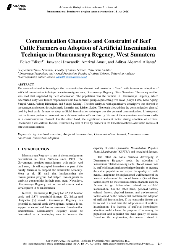(PDF) Communication Channels and Constraint of Beef Cattle Farmers on ...