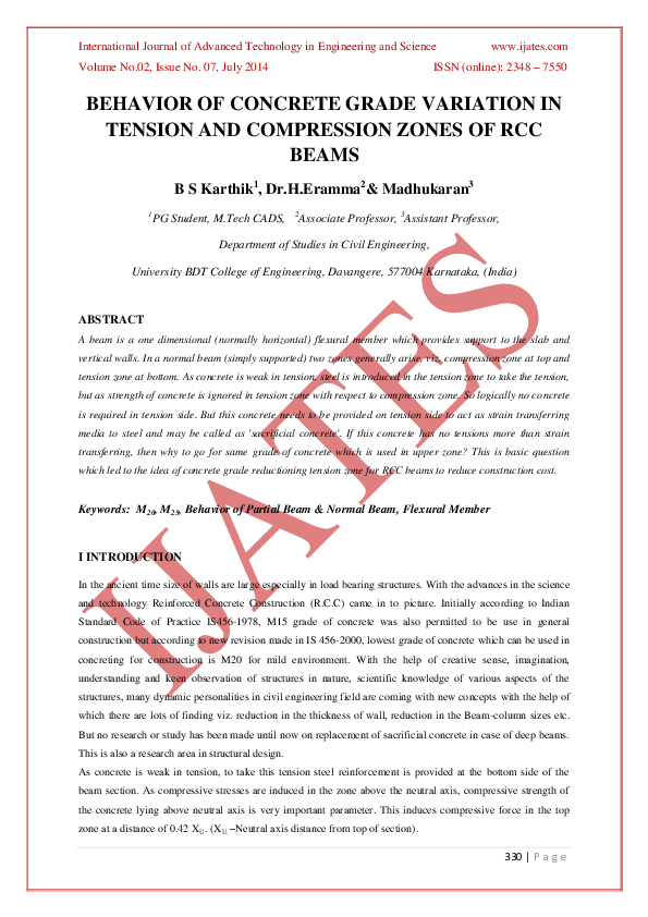 (PDF) Behavior of Concrete Grade Variation in Tension and Compression ...