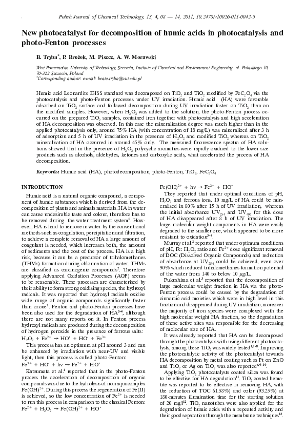 (PDF) New photocatalyst for decomposition of humic acids in ...