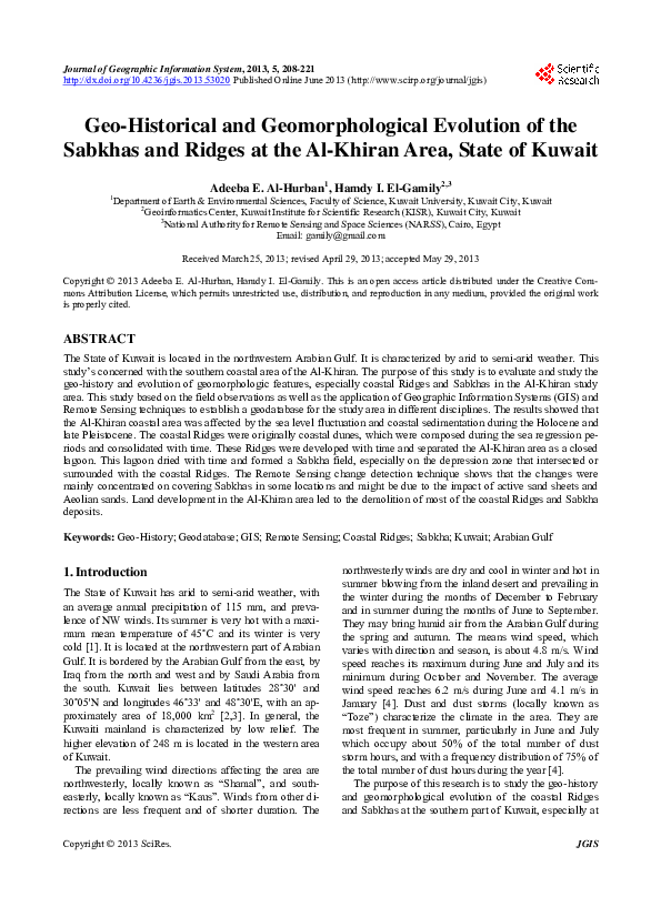 (PDF) Geo-Historical and Geomorphological Evolution of the Sabkhas and ...