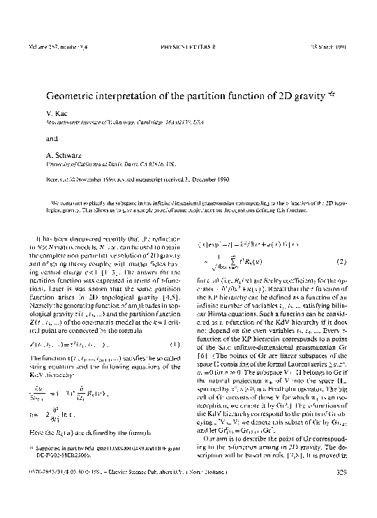 Pdf Geometric Interpretation Of The Partition Function Of 2d Gravity