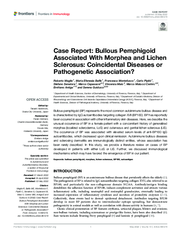 (PDF) Case Report: Bullous Pemphigoid Associated With Morphea and ...