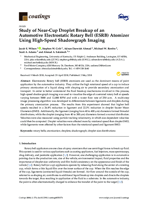 (PDF) Study of Near-Cup Droplet Breakup of an Automotive Electrostatic ...