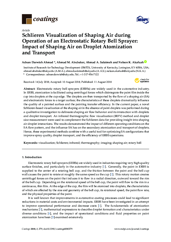 (PDF) Schlieren Visualization of Shaping Air during Operation of an ...