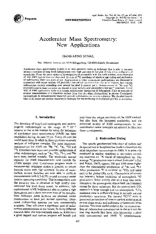 (PDF) Accelerator mass spectrometry: New applications