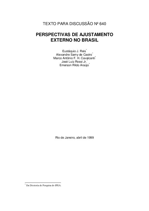 (PDF) Brazil's External Adjustment