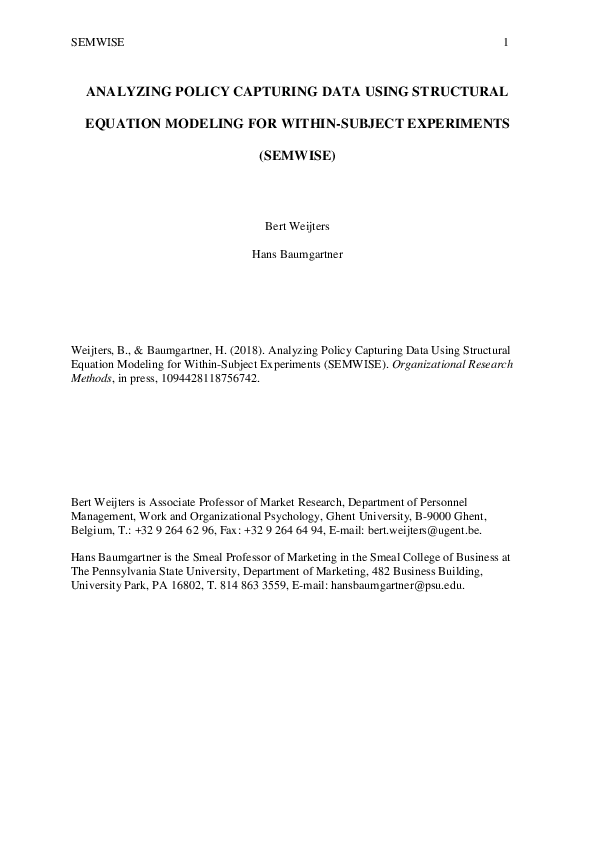 (PDF) Analyzing Policy Capturing Data Using Structural Equation Modeling for Within-Subject ...