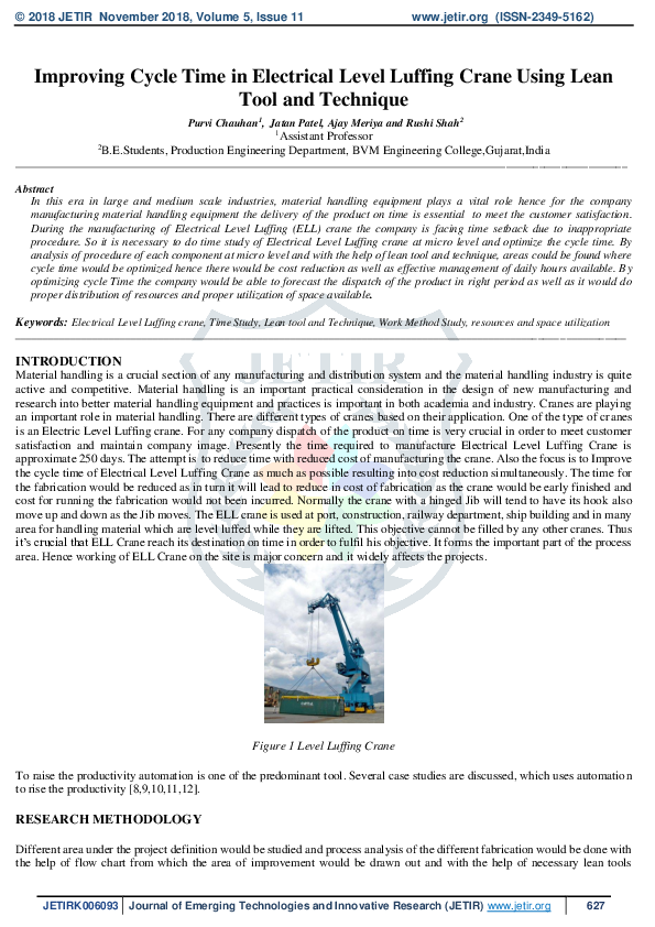 (PDF) Improving Cycle Time in Electrical Level Luffing Crane Using Lean ...