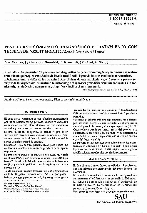 (PDF) Pene corvo congénito. Diagnóstico y tratamiento con técnica de Nesbit modificada. (Informe ...