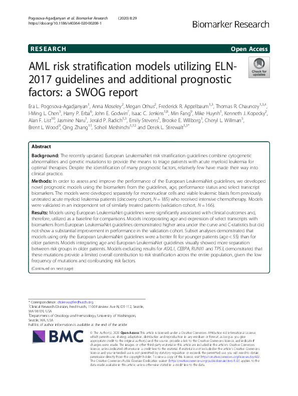 (PDF) AML risk stratification models utilizing ELN-2017 guidelines and ...