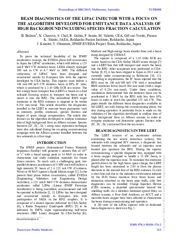 (PDF) Beam Diagnostics of the LIPAC Injector With a Focus on the Algorithm Developed for ...