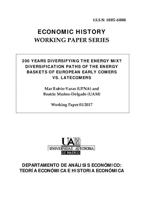 (PDF) 200 years diversifying the energy mix? Diversification paths of ...